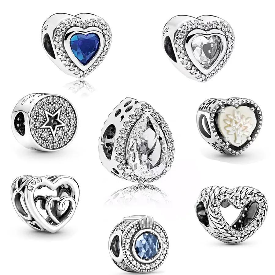 DHgate.com:Sparkling Blue Heart Charm Beads for Pandora Bracelet - S925 ...