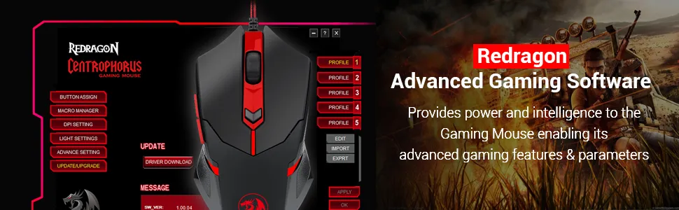 Redragon M601 BA Gaming Mouse & Mouse Pad Combo 6 Button, 3200 DPI Red LED Backlit Wired Mouse ...