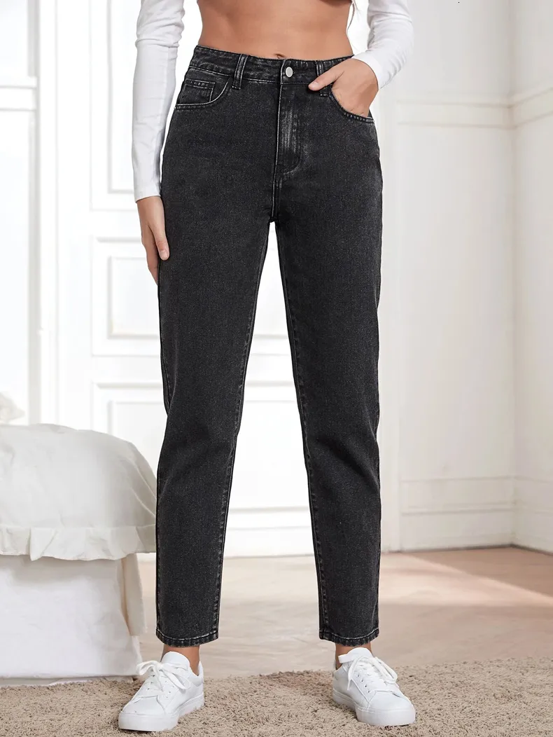 Women s Harem Loose High Waist Jeans Plus Size 35 Waist Black Stretchy ...