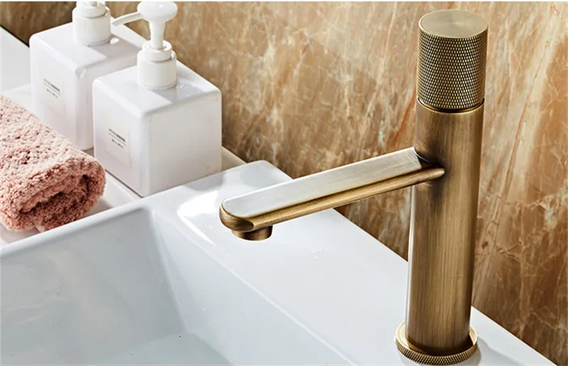 Antique Bronze Bathroom Sink Faucet - Deck Mounted Cold Brass Mixer ...