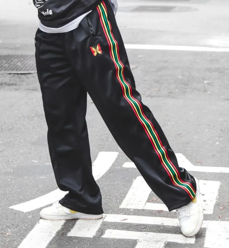 AWGE Mens Hip Hop Pants With Butterfly Embroidery And Japan AWGE Mens Hip Hop Pants With Butterfly Embroidery And Japan