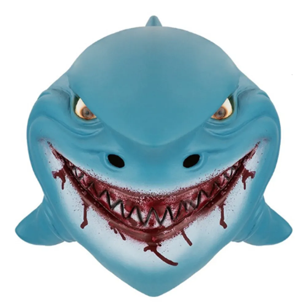 Party Masks Halloween Bloody Shark Head Latex Mask Party Costume ...