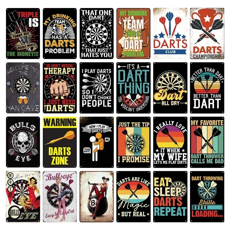 Darts Signs Metal Tin Sign, Retro Garage Decor Pub Plaque, Vintage ...