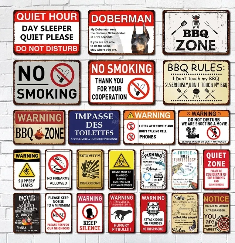 BBQ Zone Tin Signs: Vintage No Smoking Metal Sign For Garage Home ...