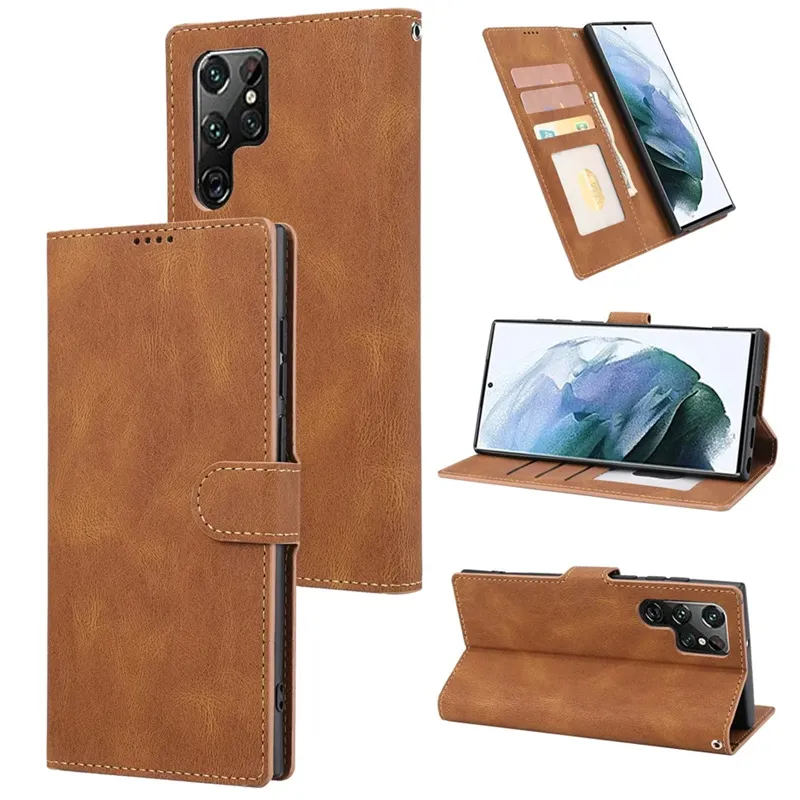 Leather Wallet Phone Cases For Samsung Galaxy S23 S22 S21 S20 Plus ...