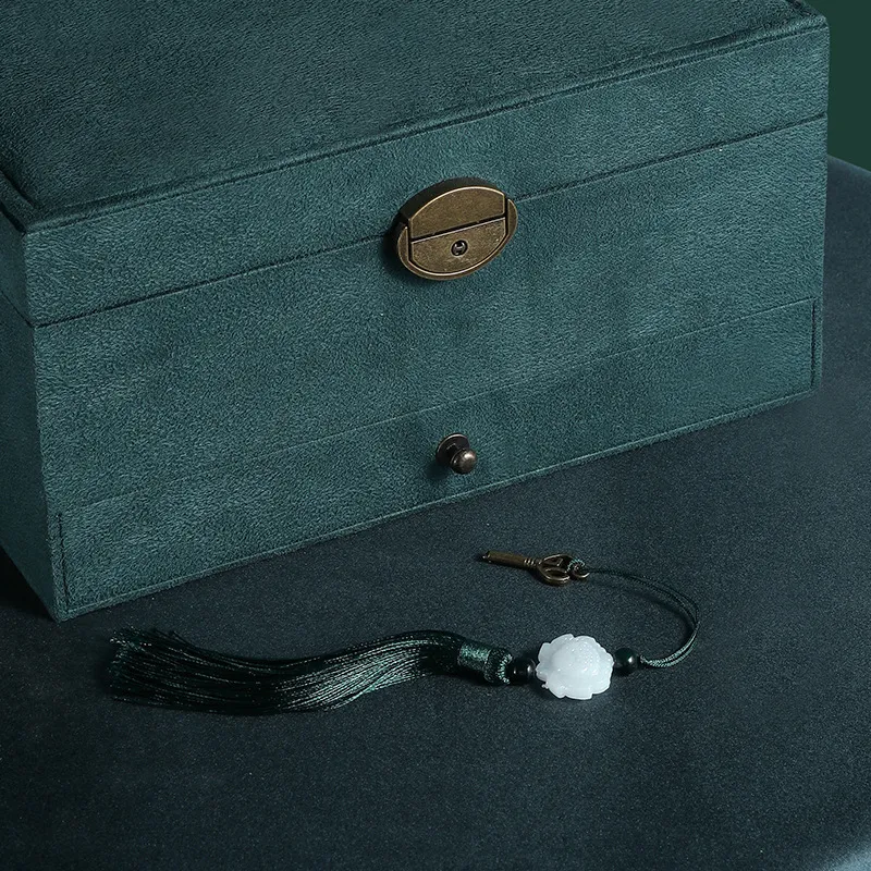 Large Capacity 5-Layer Green Flannel Jewelry Box: Velvet Organizer with ...