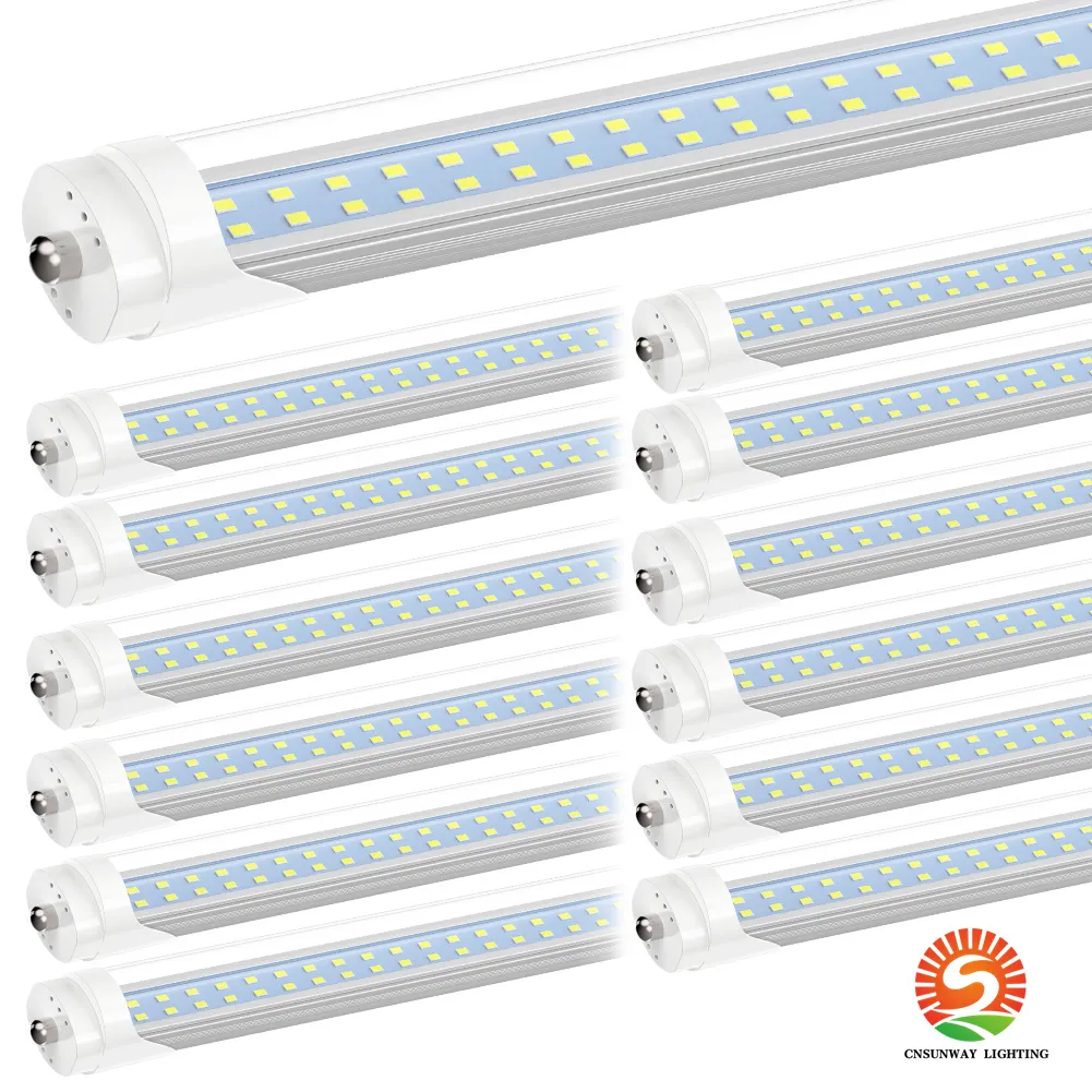 8FT Double Row FA8 R17D LED Tube Light 72W, 7200LM, 2835 SMD Bulbs, 2 ...
