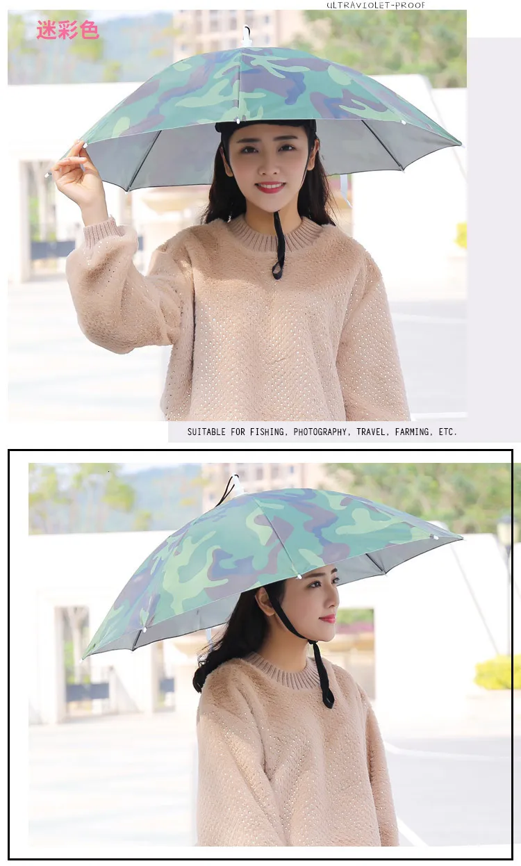 Umbrellas Double-layer Vinyl Rainproof Fishing Umbrella Hat Head ...