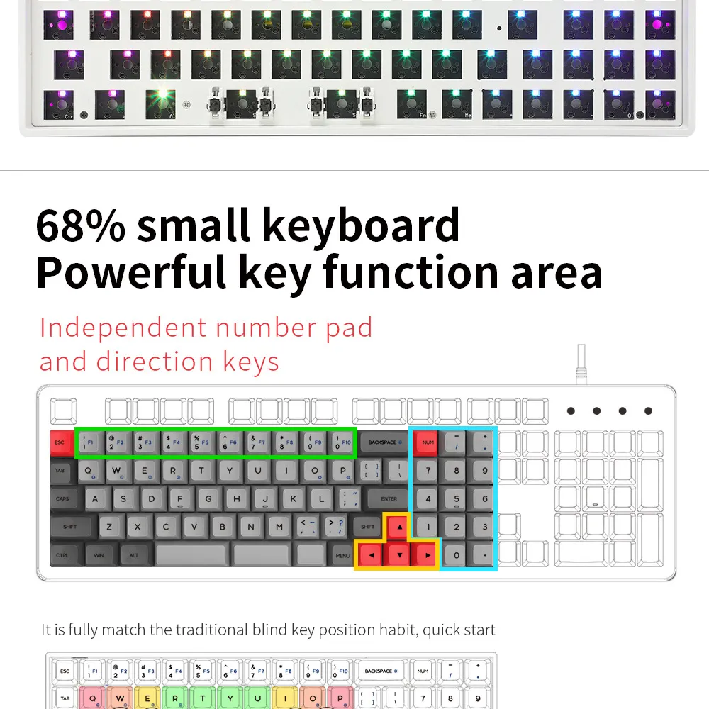 GK73/GK73S KIT Mechanical Keyboard Custom DIY RGB MX Kailh Box Switch ...
