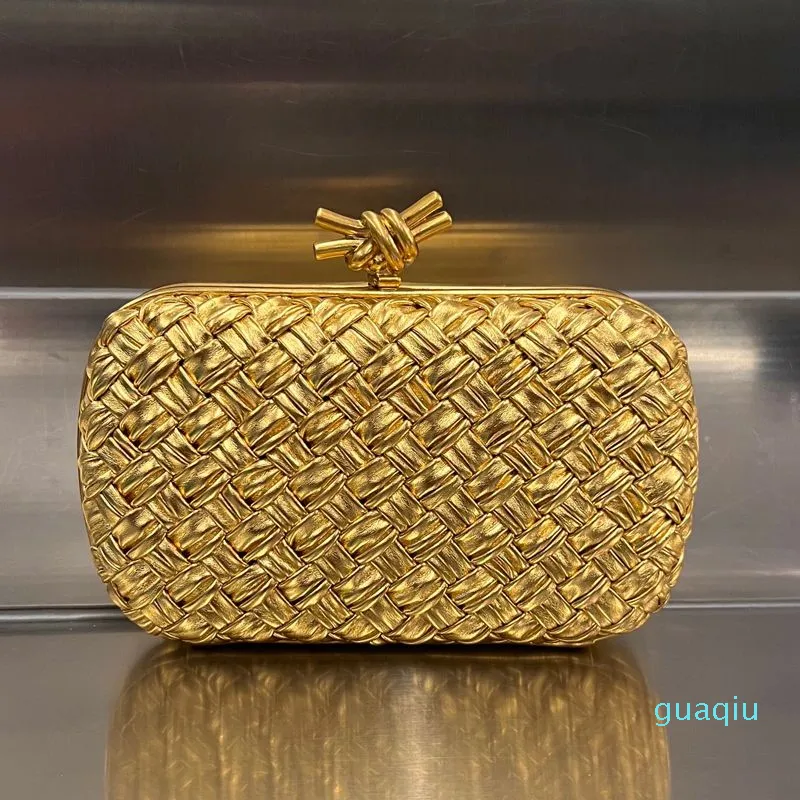 Designer Genuine Leather Evening Bags Woven Knot Shoulder Clutch Pouch ...
