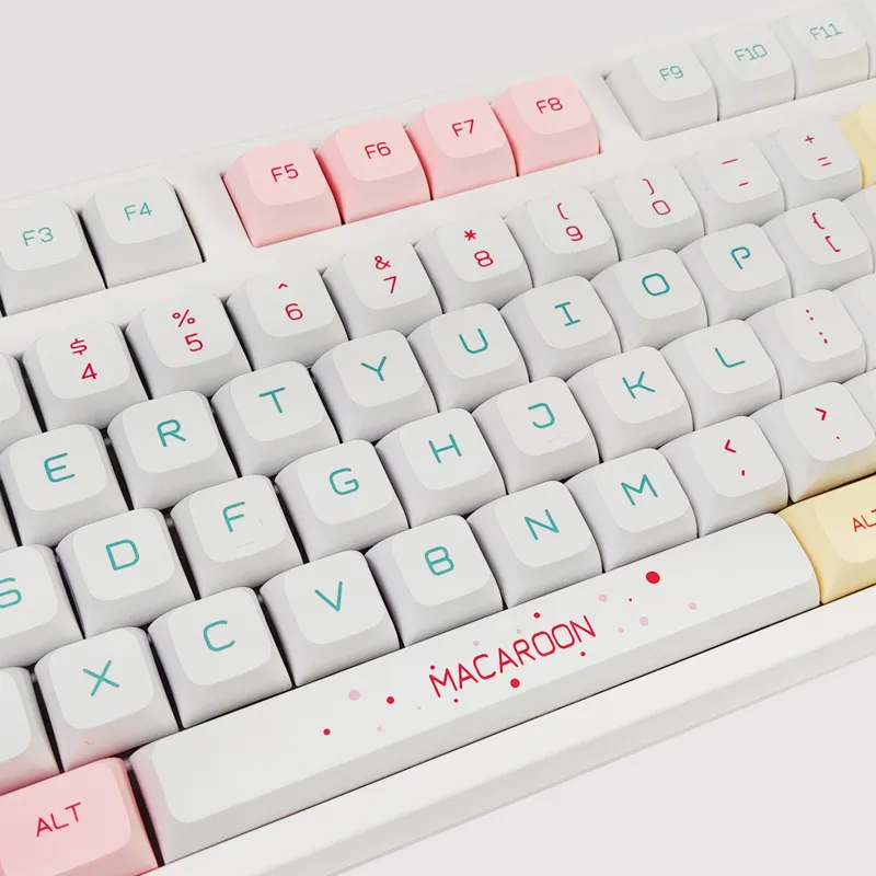 Macaron Cute Keycaps XDA Profile PBT DYE SUB Pink 135 Keys Cap Para ...