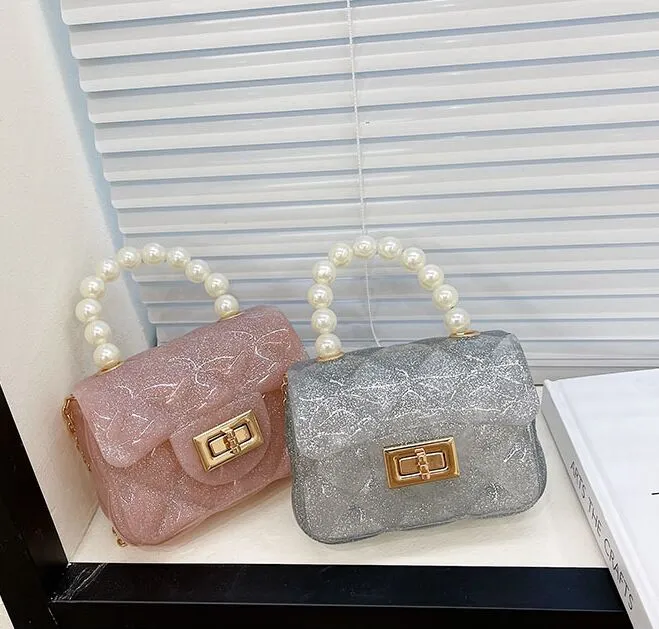 Baby Jelly Bag 2023 Children Crossbody Pearl Handbag Mini Princess ...