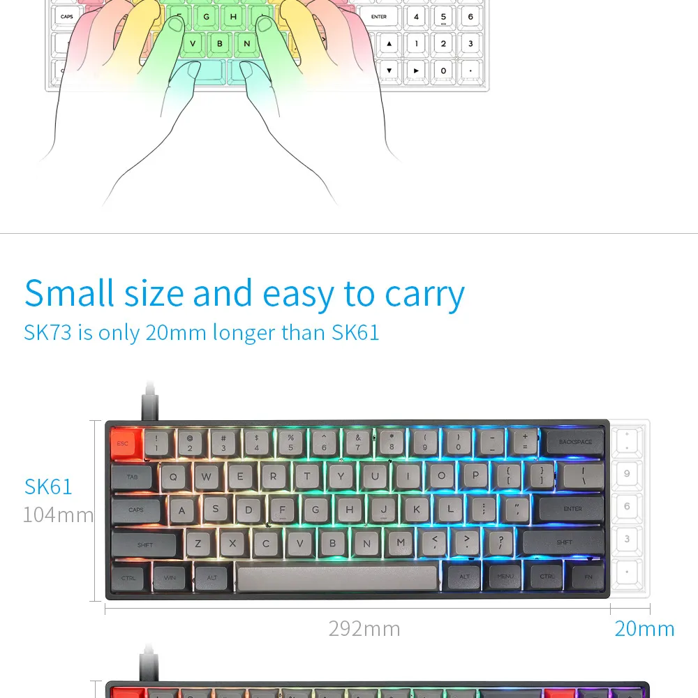 GK73/GK73S KIT Mechanical Keyboard Custom DIY RGB MX Kailh Box Switch ...