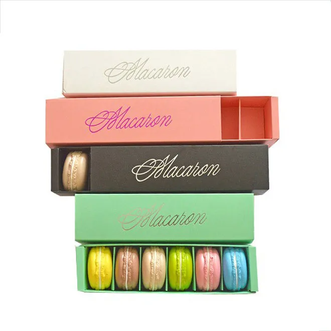 Macaron 6 Packs Mini Cupcake The Boxes With Lid Drawer Packaging The ...
