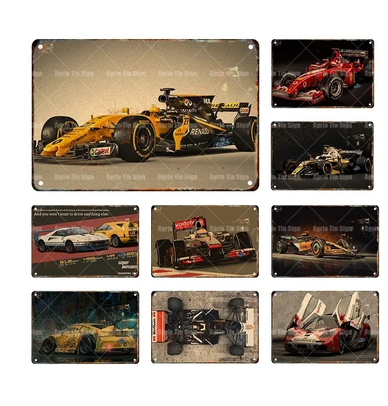 Custom Vintage Car Racing Metal Sign Iron Painting Plaque For Bar ...