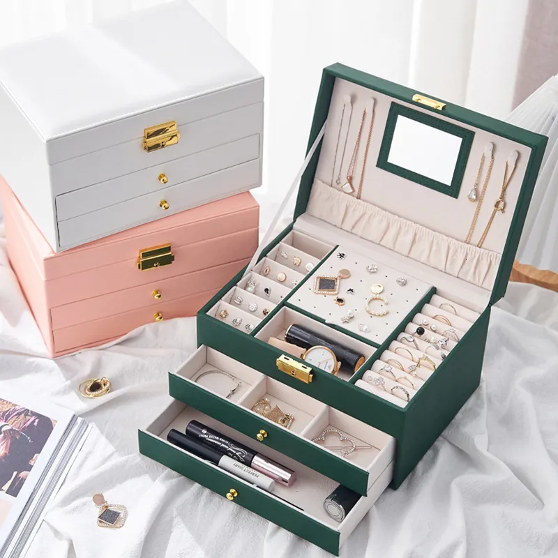 Earring and Ring Jewelry Box: 3-Layer Organizer for Necklaces ...