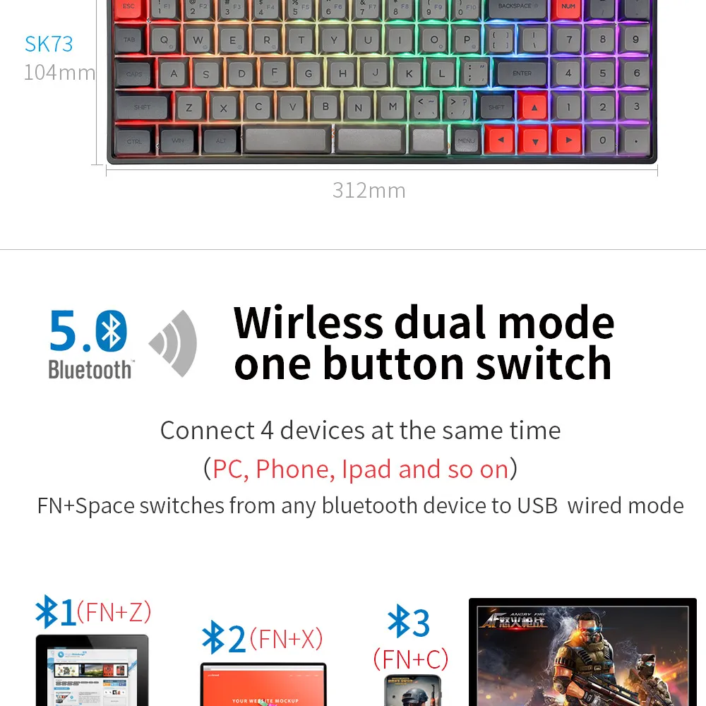 GK73/GK73S KIT Mechanical Keyboard Custom DIY RGB MX Kailh Box Switch ...