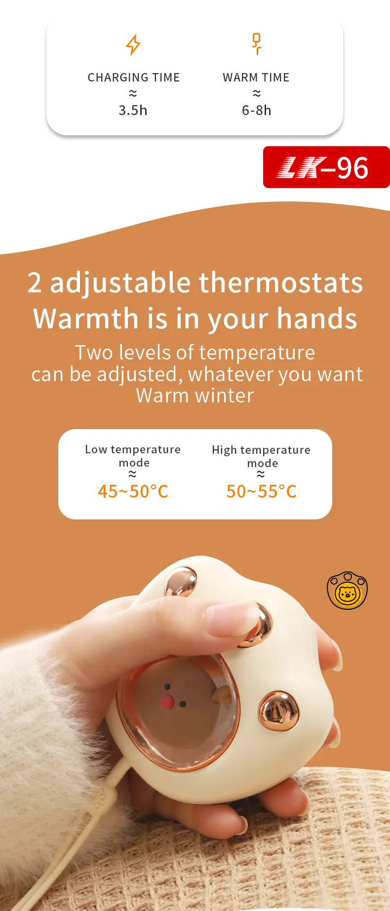 Mini Power Bank Hand Warmer: USB Rechargeable Handy Pocket Heater with ...