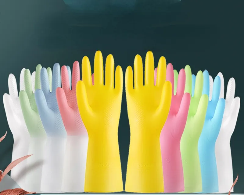 Cleaning Gloves Household Kitchen Rubber Gloves PVC Waterproof ...