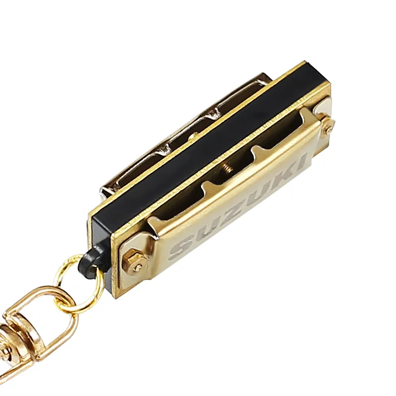 Miniature Harmonica Keychain: 5 Hole 10 Tone Golden Woodwind Instrument ...