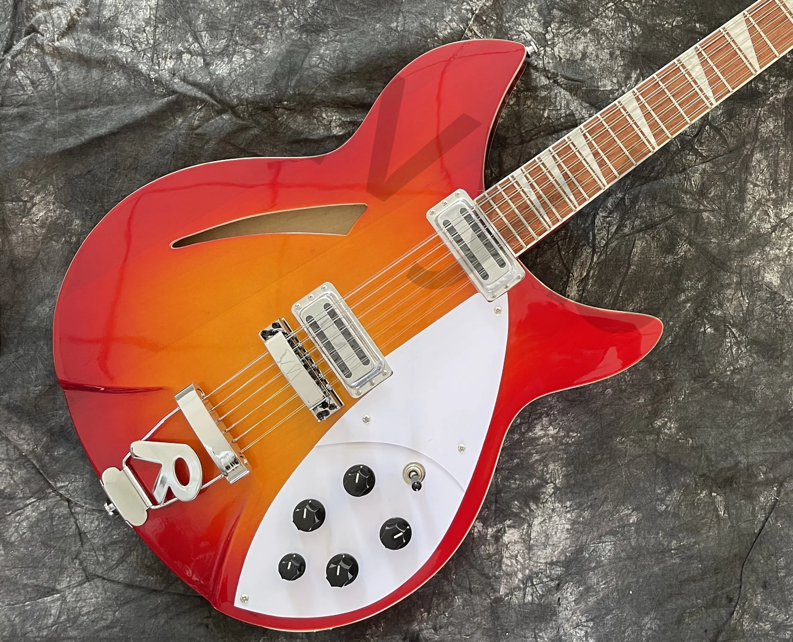 Premium 360 12 String Semi Hollow Electric Guitar With White Pickguard ...