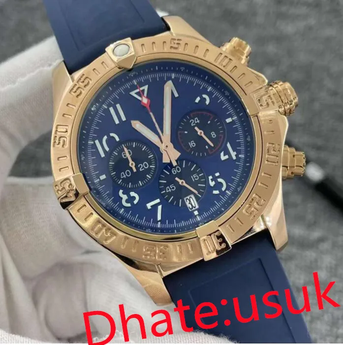 Mens Watch Blue Dial Japan Super Quartz Chronograph 45mm Avenger ...