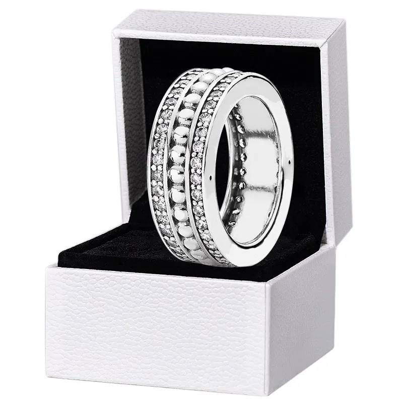 Sparkling Beads Band Ring: Authentic 925 Sterling Silver Luxurious Ring ...