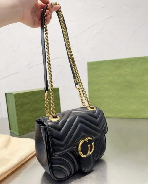 Stylish Mini Designer Leather Chain Crossbody Bag Elegant Flap Purse For Women Trendy Gold ...