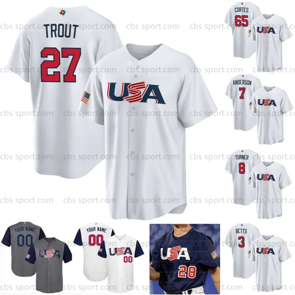 ₩17,605에서 야구 팀 미국 2023 세계 클래식 WBC 저지 Mike Trout Bobby Witt Jr. Jeff ...