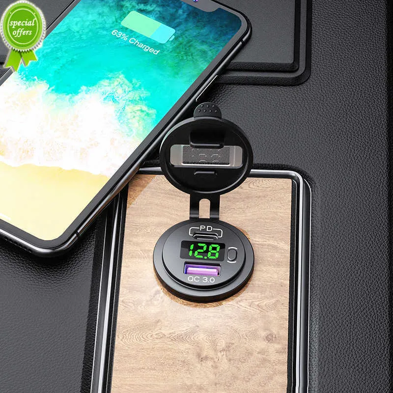 12V Car Charger, Type C PD QC3.0 USB Fast Charger With Touch Switch LED ...