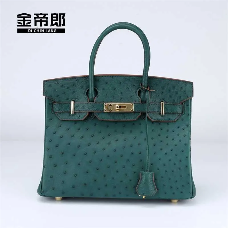 Ostrich Print Leather Handbag - Designer Fashion Tote, Large Capacity ...