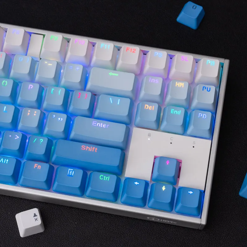 Blue Key Caps, 120 Gradient Keycaps PBT Double Shot Backlit OEM Profile ...
