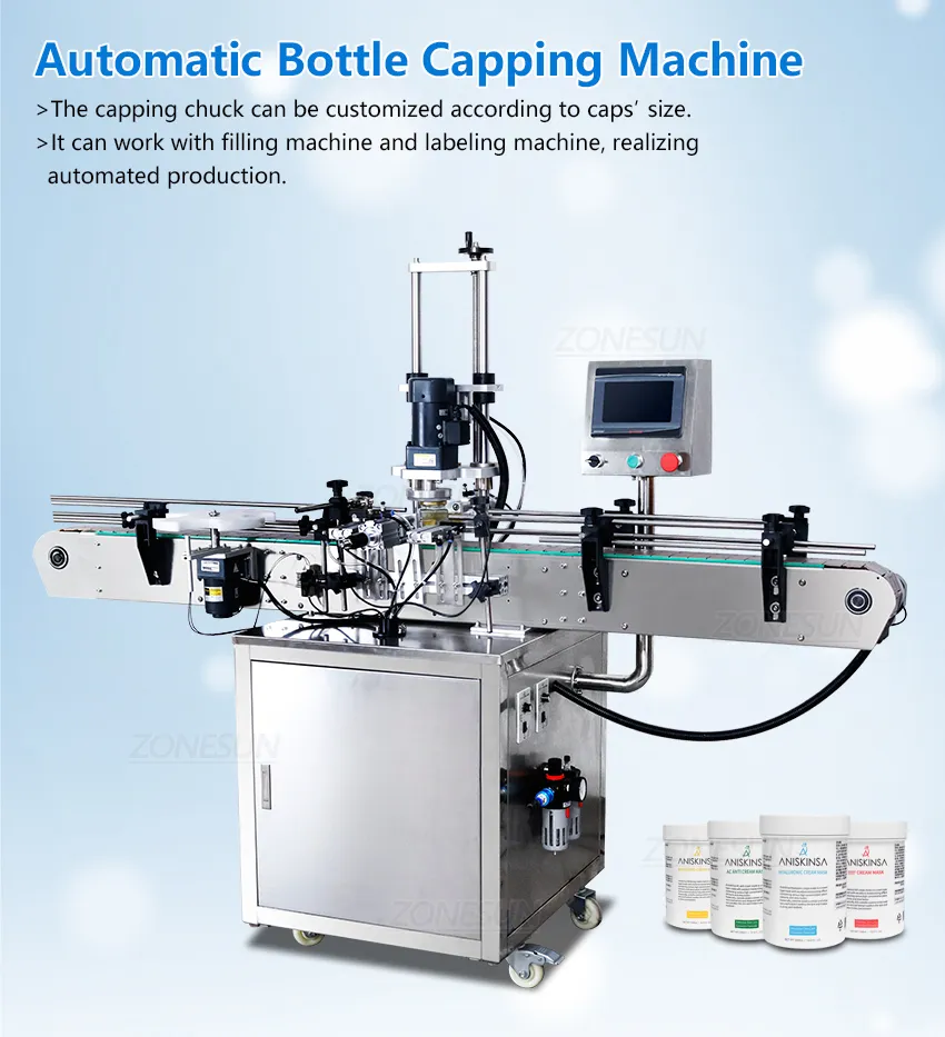 Automatic Capsulation Machine For Glass Bottles Honey Jar Twist Capping ...