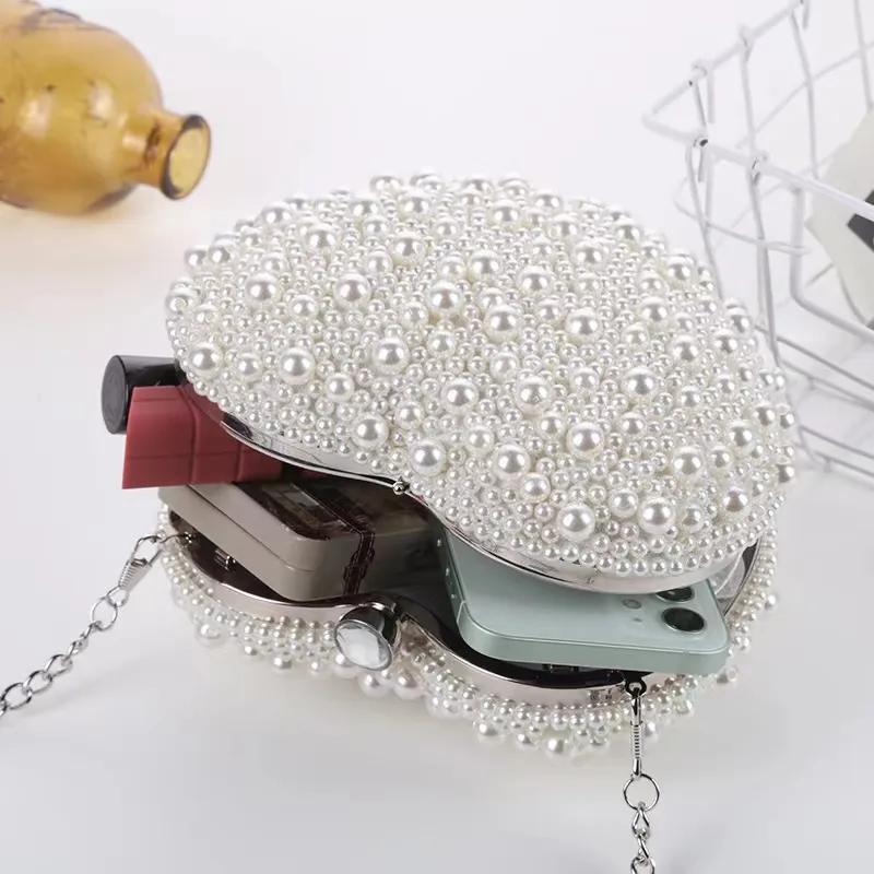 Pearls Heart Shaped Handbags Wedding Clutch Purse... From Chicweddings ...