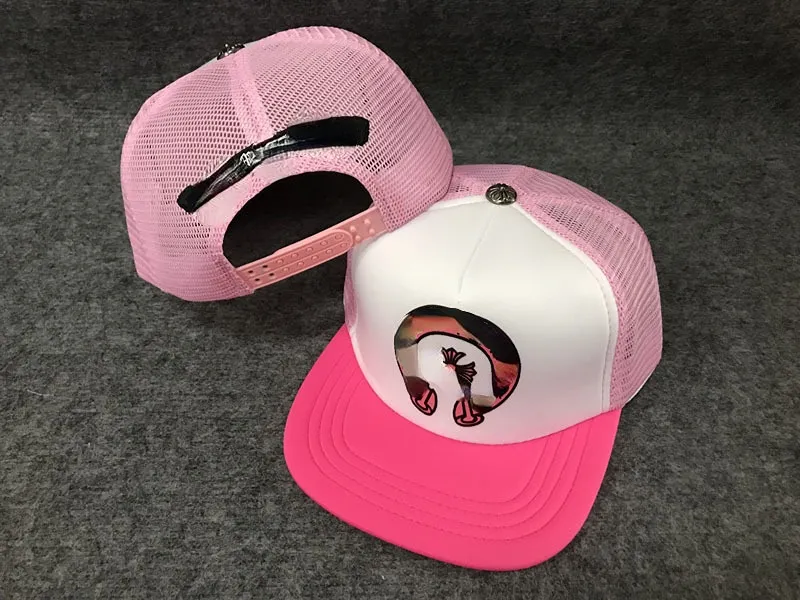 CH Embroidered Trucker Baseball Cap Fashion Pink Hat For Men & Women ...