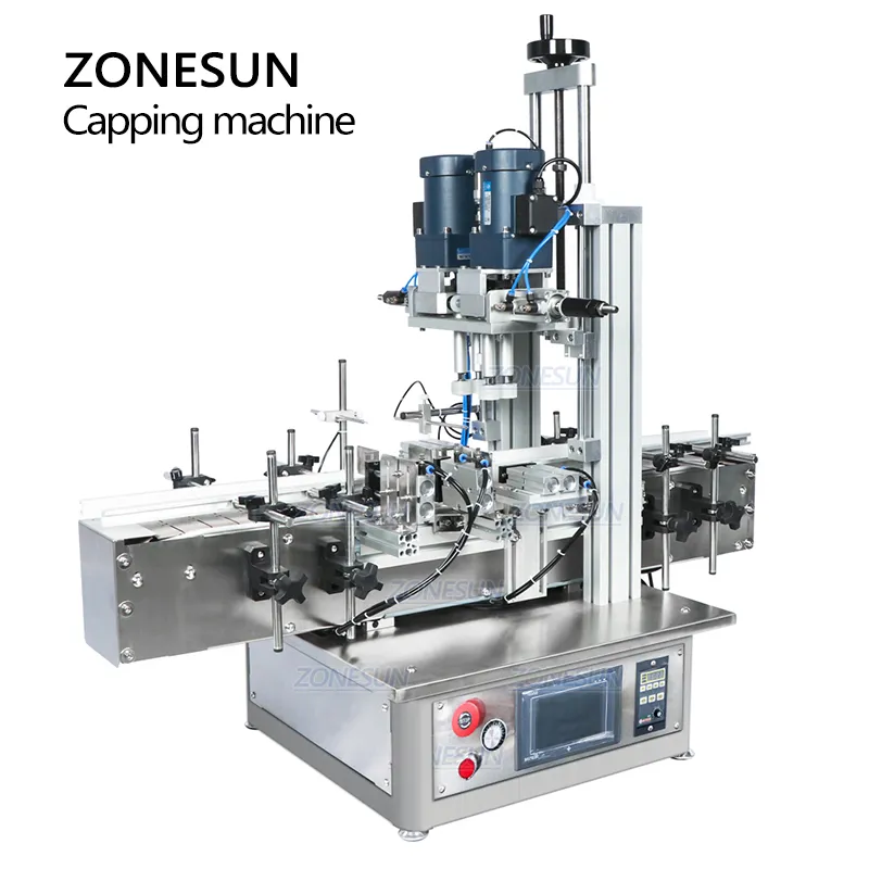 ZONESUN Automatic Capping Machine Pneumatic Vial Screw Capper For Glass ...
