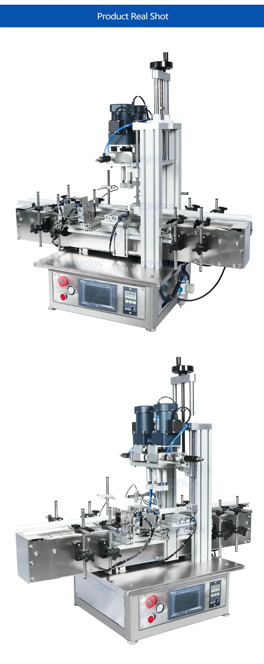 ZONESUN Automatic Capping Machine Pneumatic Vial Screw Capper For Glass ...
