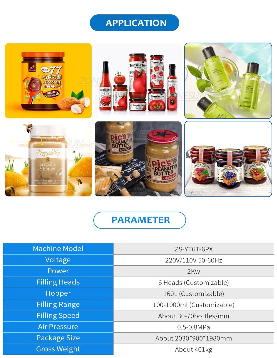 Automatic Zester Honey Filling Machine ZONESUN ZS YT6T 6PX Six Head ...