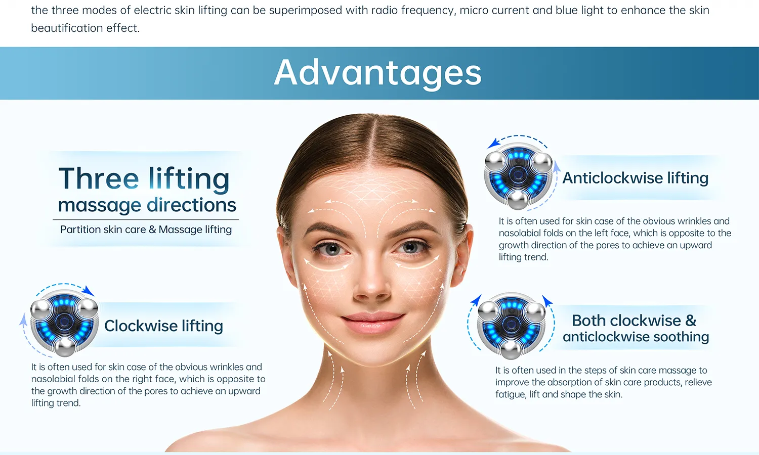 Electric EMS Massage Pen With Blue Light & 360 Rotation Microcurrent ...