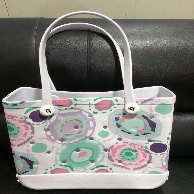 Large EVA Beach Bag - Fashion Printed Tote, Waterproof Outdoor Storage ...