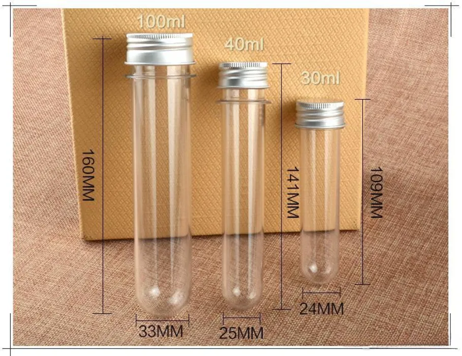 Transparent Plastic Test Tube Bottles 30ml 40ml 100ml Cylindrical ...
