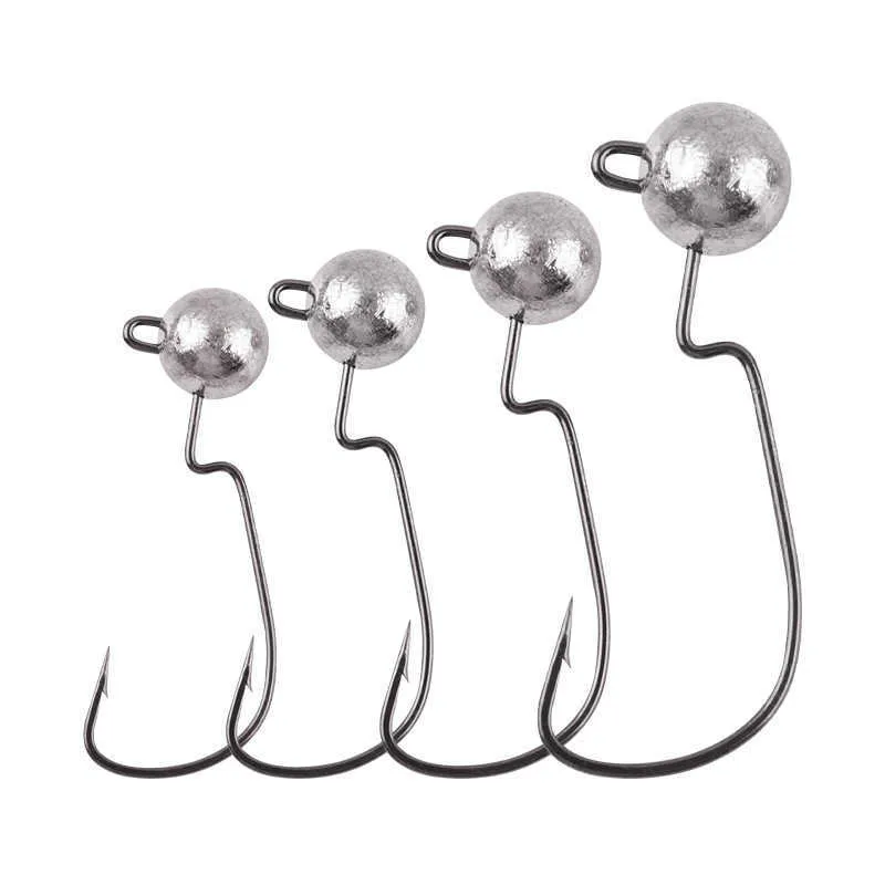 Premium Jig Fishing Hooks Set - Round Ball Head Barbed Fishhooks for ...