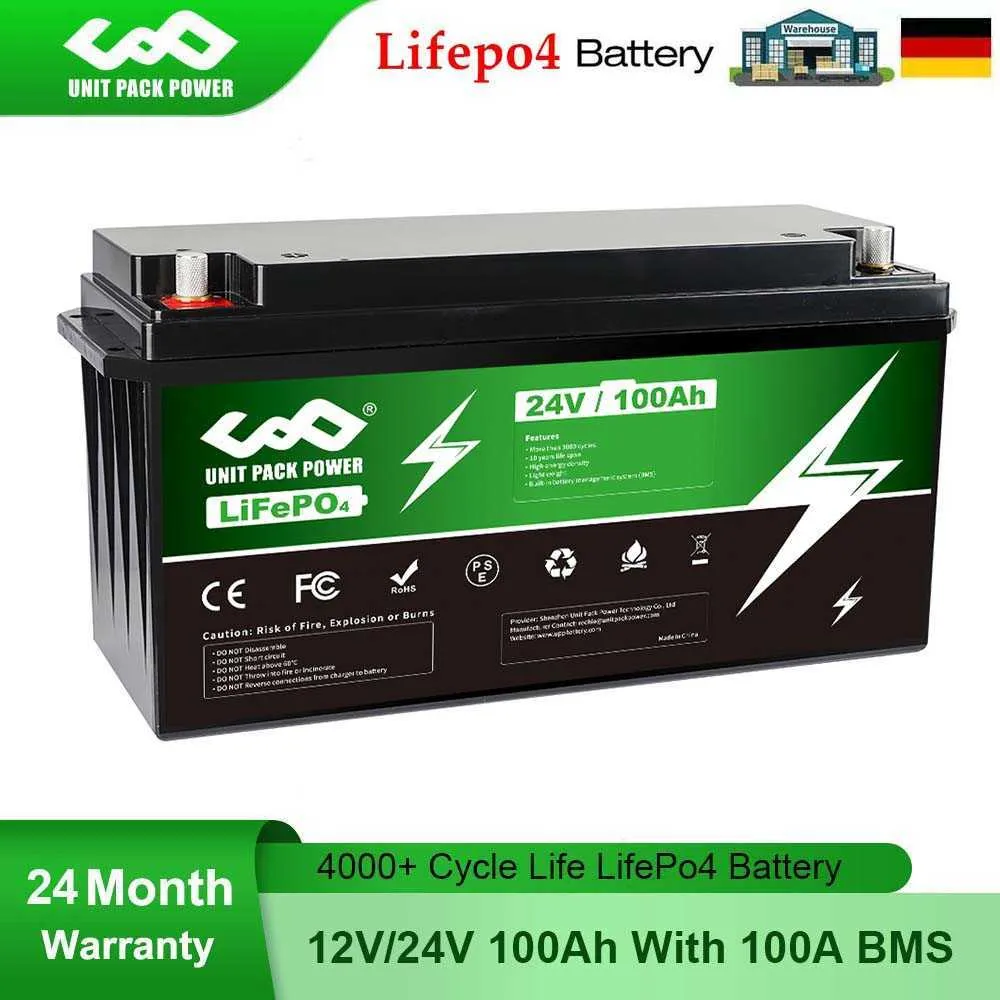 LifePo4 Battery Pack 100Ah 12V/24V With 100A BMS 2000W Motorcycle ...