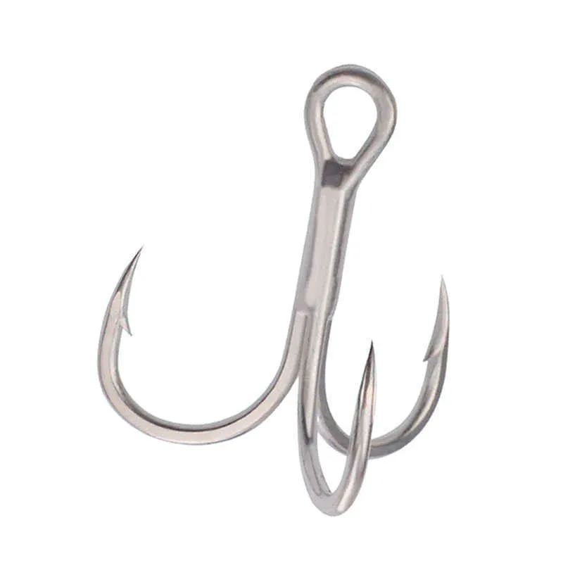 Treble Fishing Hooks Set With Feather And Blood Trough Design High ...