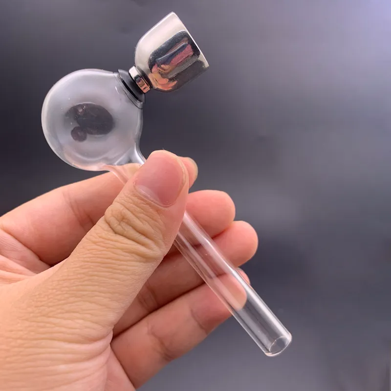 DHgate.com:4 Inch Clear Pyrex Glass Oil Burner Pipe with Metal Smoking ...