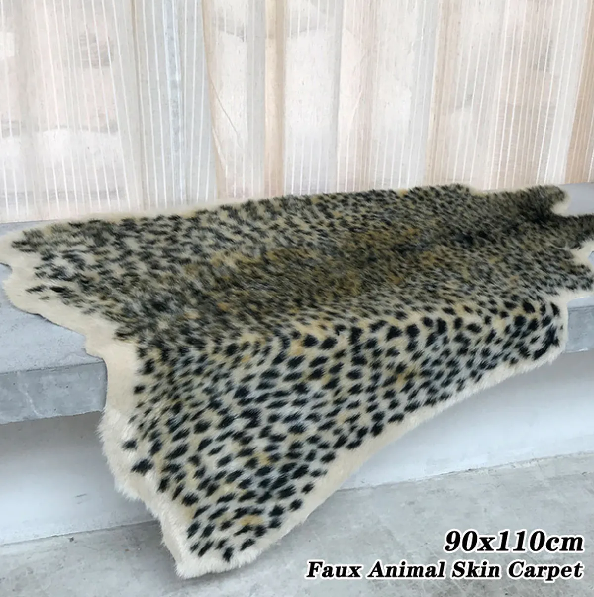 Luxurious Faux Cowhide Carpet - 90x110cm Fluffy Leopard Print Area Rug ...