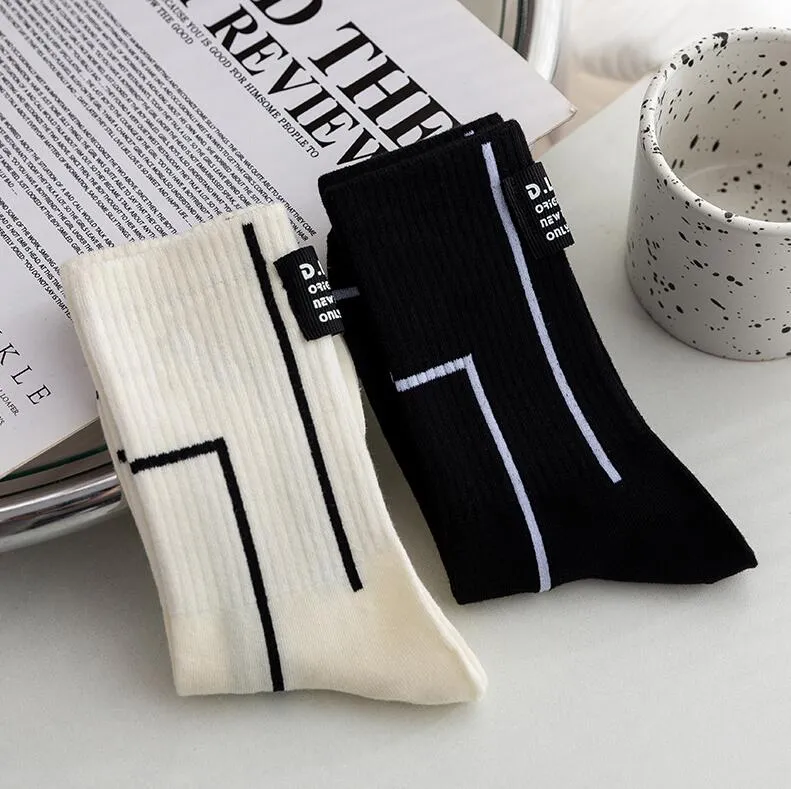 Luxury Designer B Letter Cotton Socks For Women Breathable Black White ...