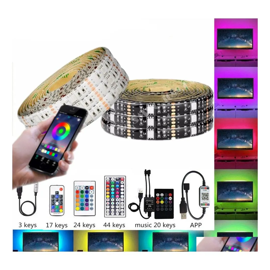 Led Strips Dc 5V Usb Strip 5050 Waterproof Rgb Light Flexible 50Cm 1M ...