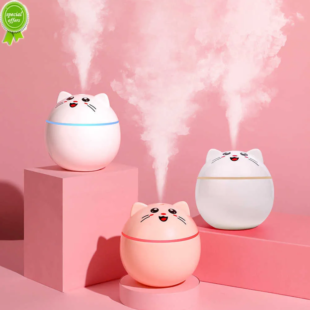 Cute Cat Humidifier: Portable Mini Mist Maker with LED, 300ml. Perfect ...