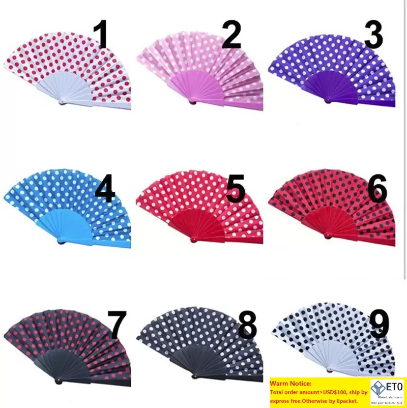 Polka Dots Design Buy Hand Fan Onlines Spanish Style Folding Fans For ...